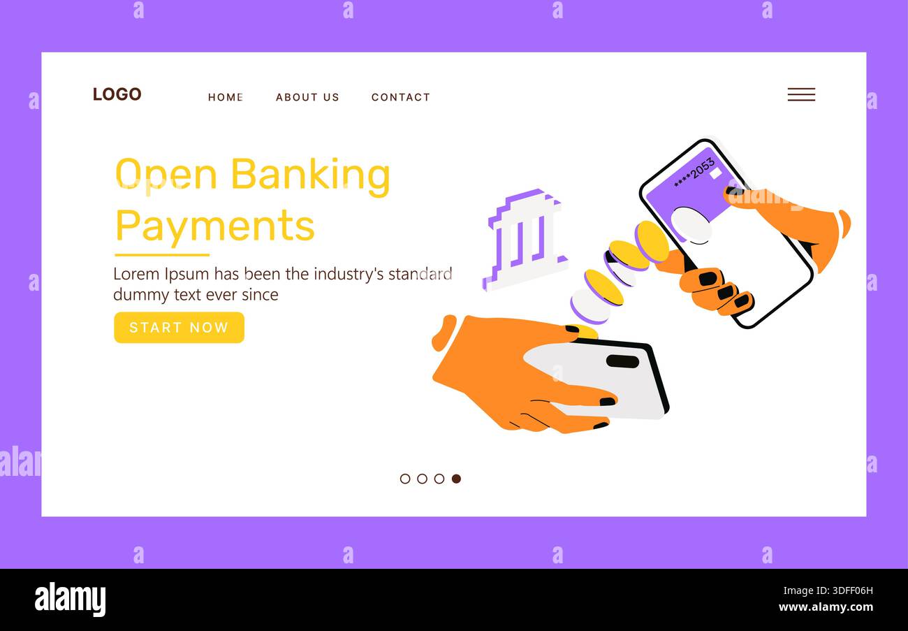 Open banking payments vector illustration with two hands holding ...