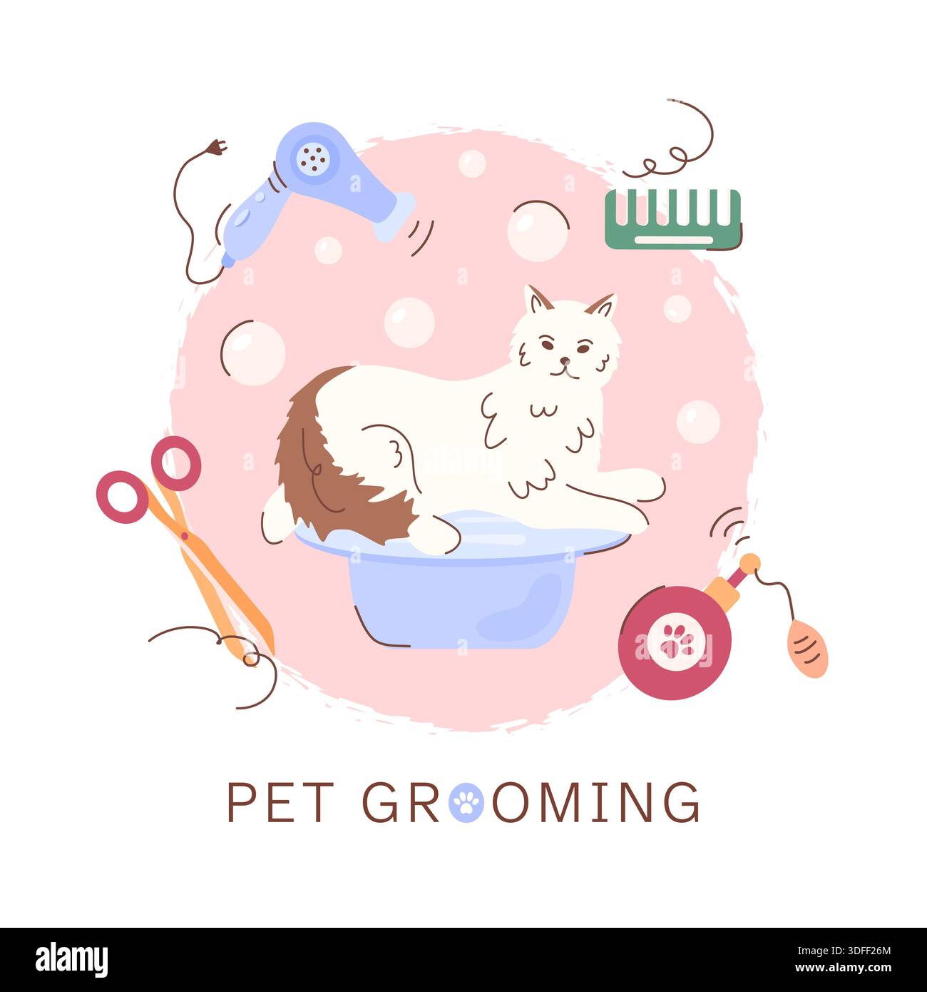 Pet grooming cute cat Stock Vector Images - Alamy