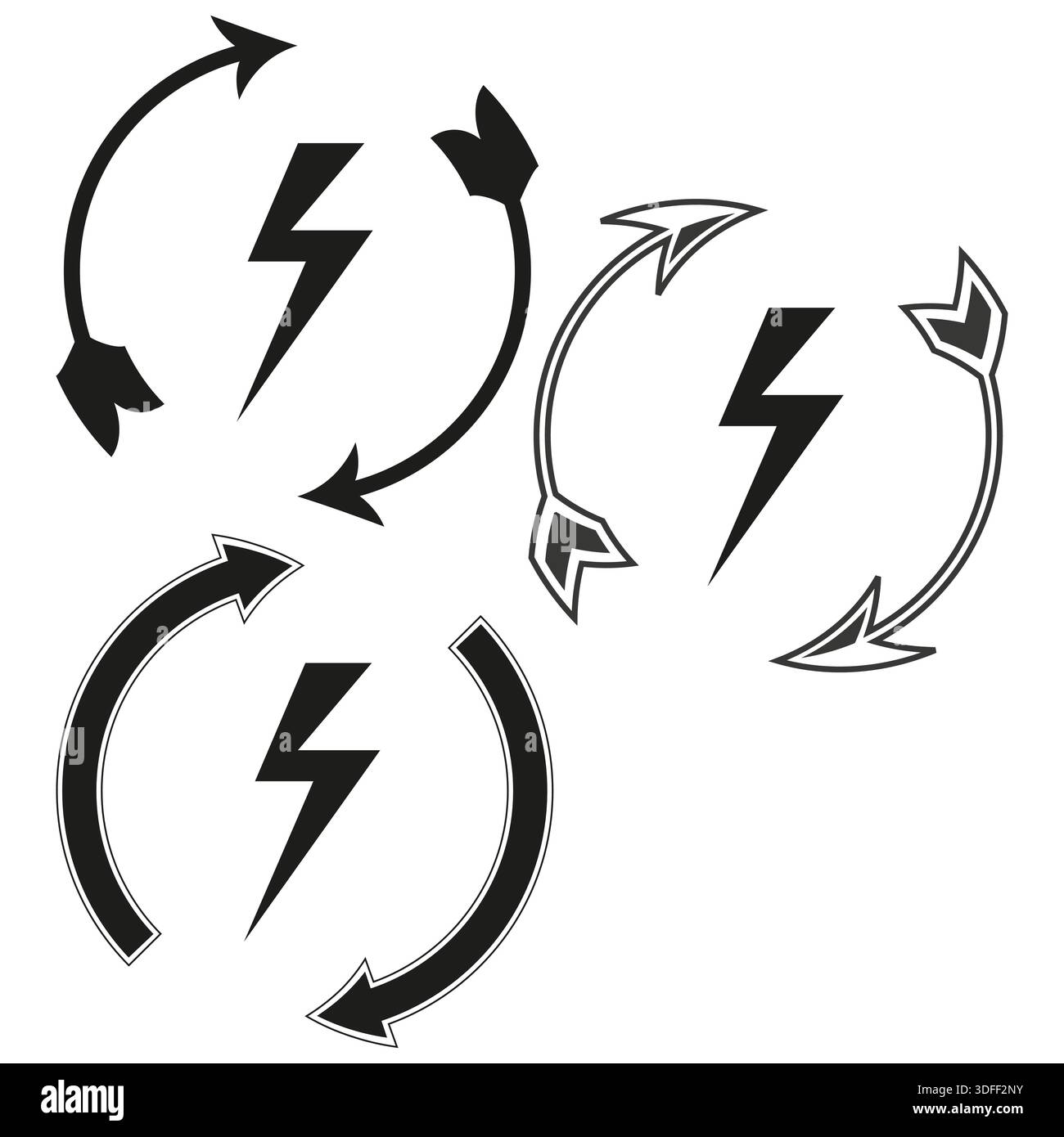 Flash arrow icon. Lightning bolt cycle. Energy power Vector. Thunder ...