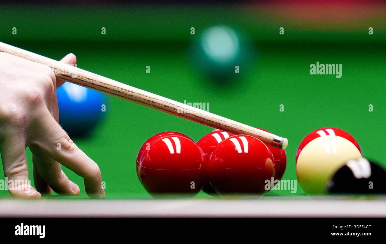 Mark Allen in action against Mark Williams (not in picture) on day two ...