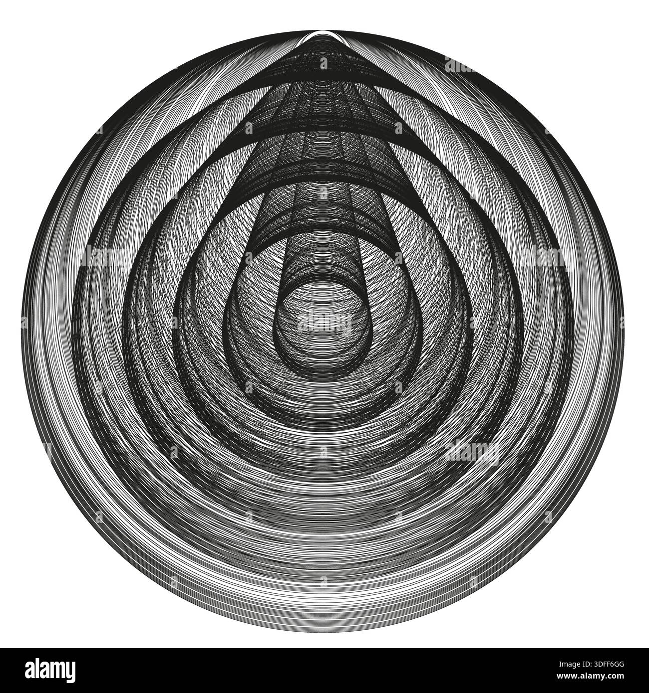 Abstract wireframe tunnel. 3d depth Vector. Sound wave cone. Line mesh ...