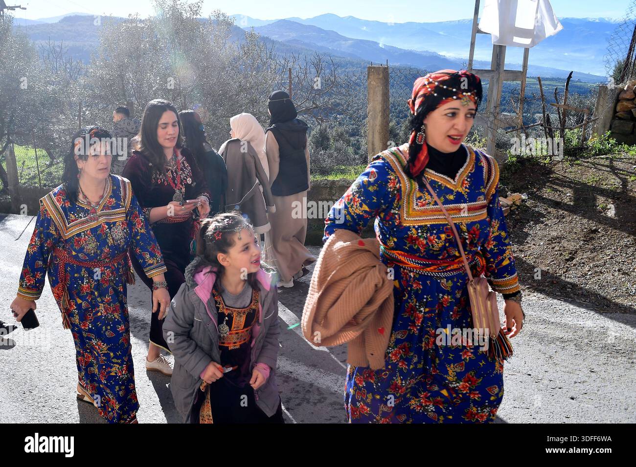 Women in traditional outfits arrive to celebrate Yennayer, the first ...