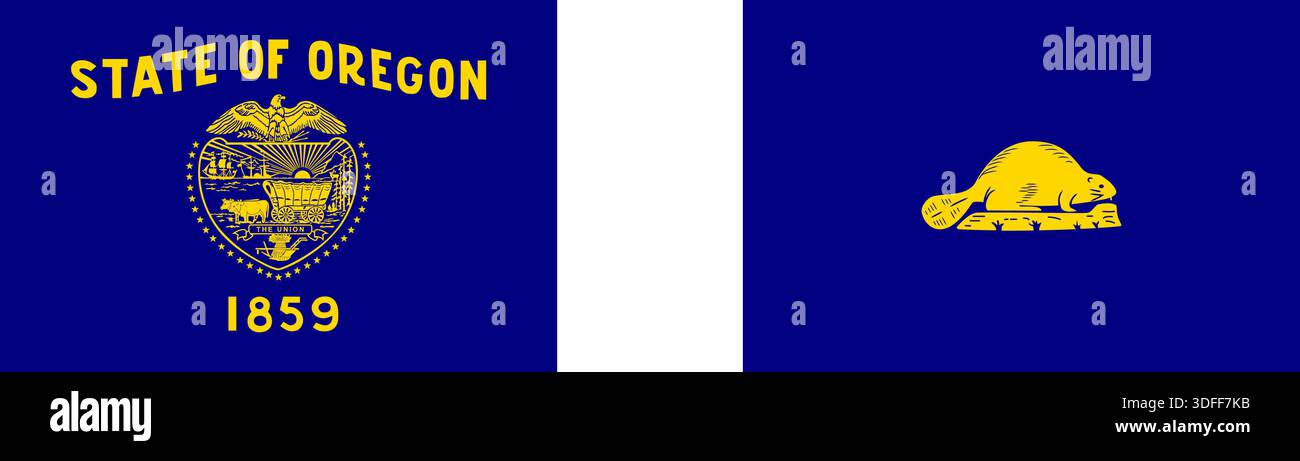 Oregon official state flag. Part of The United States of America. Clean ...