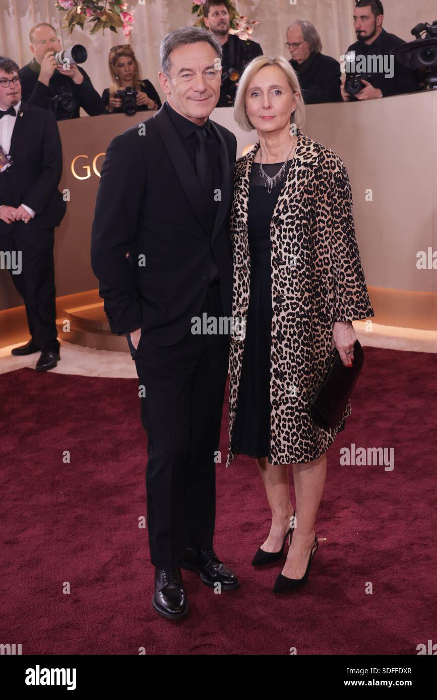 Jason Isaacs and Emma Hewitt attend the 83rd annual Golden Globe Awards ...