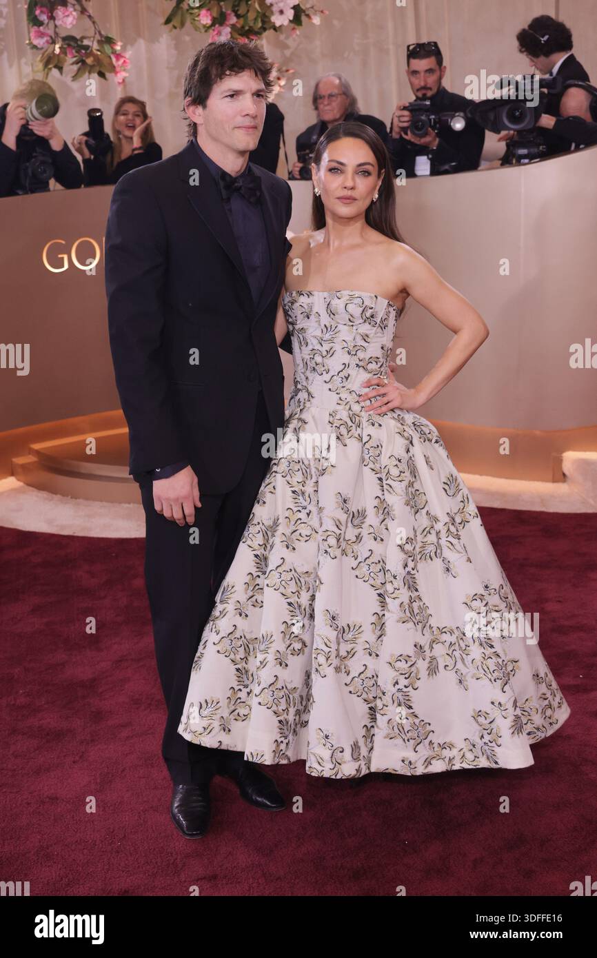 Ashton Kutcher and Mila Kunis attend the 83rd annual Golden Globe ...