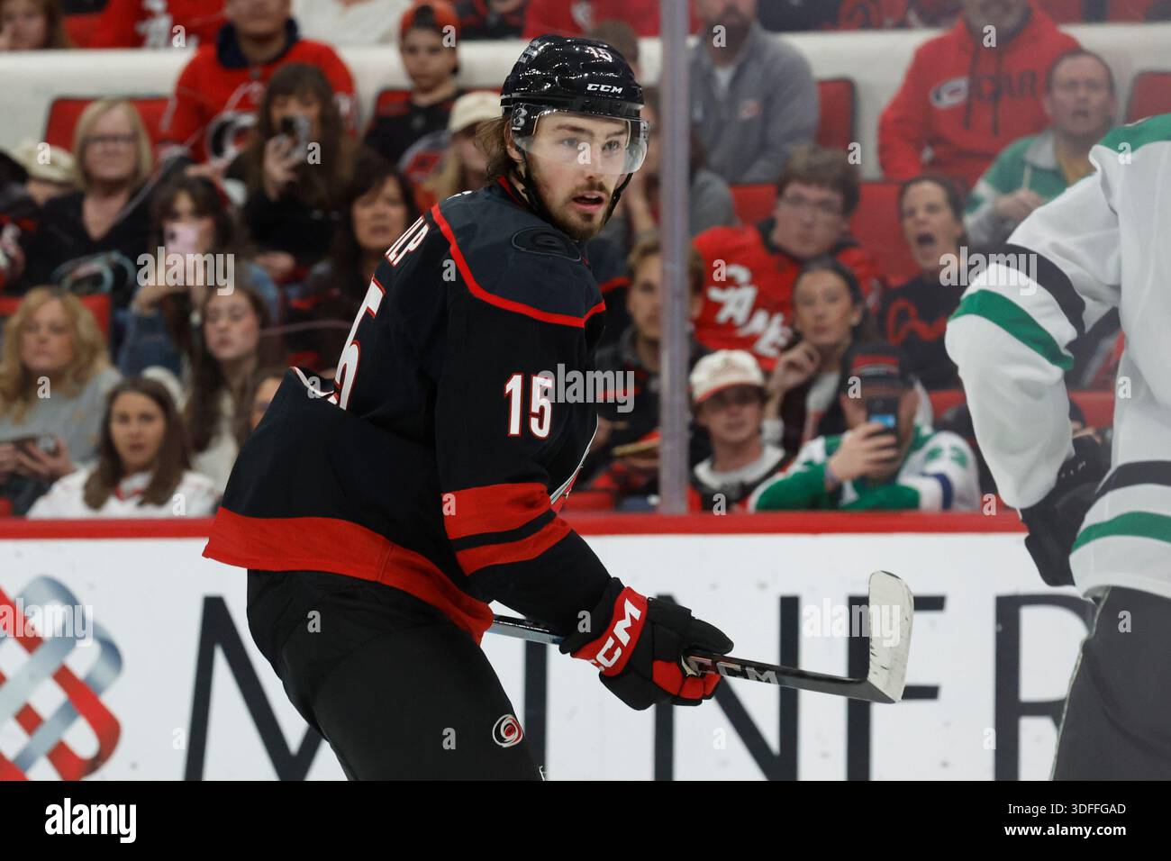 Carolina Hurricanes' Noah Philp (15) skates against the Dallas Stars ...