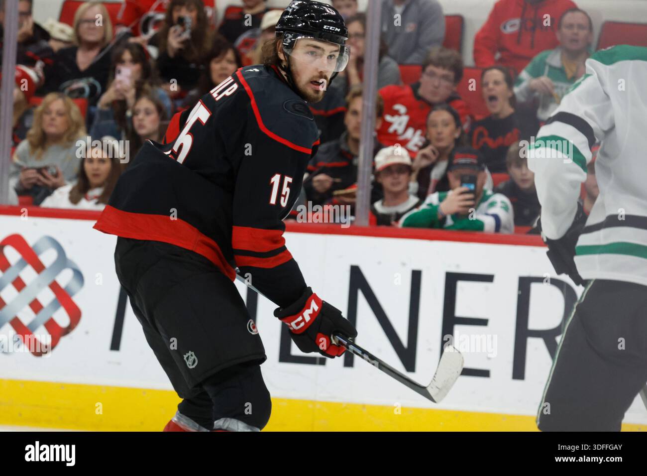 Carolina Hurricanes' Noah Philp (15) skates against the Dallas Stars ...