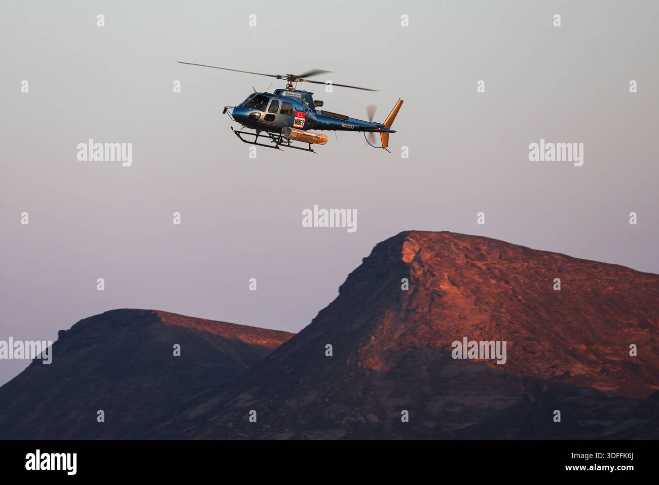 helicopter Mike, landscape, paysage during the Stage 8 of the Dakar ...