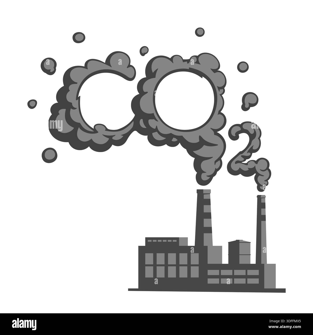 CO2 smoke from industrial plant pipes. Carbon dioxide (CO2) emissions ...