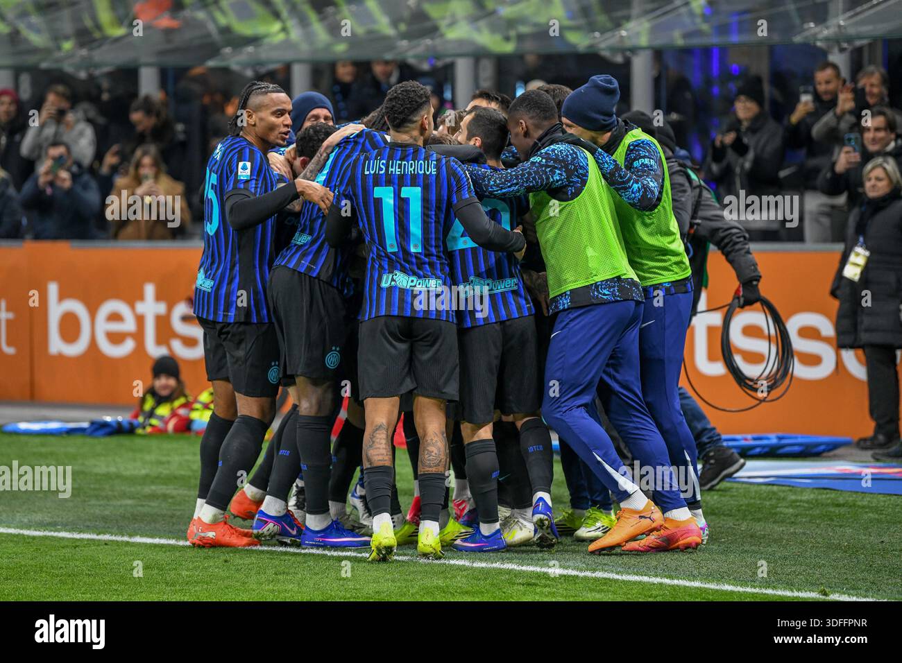Milano, Italy. 11th, January 2026. Celebration after Hakan Calhanoglu ...