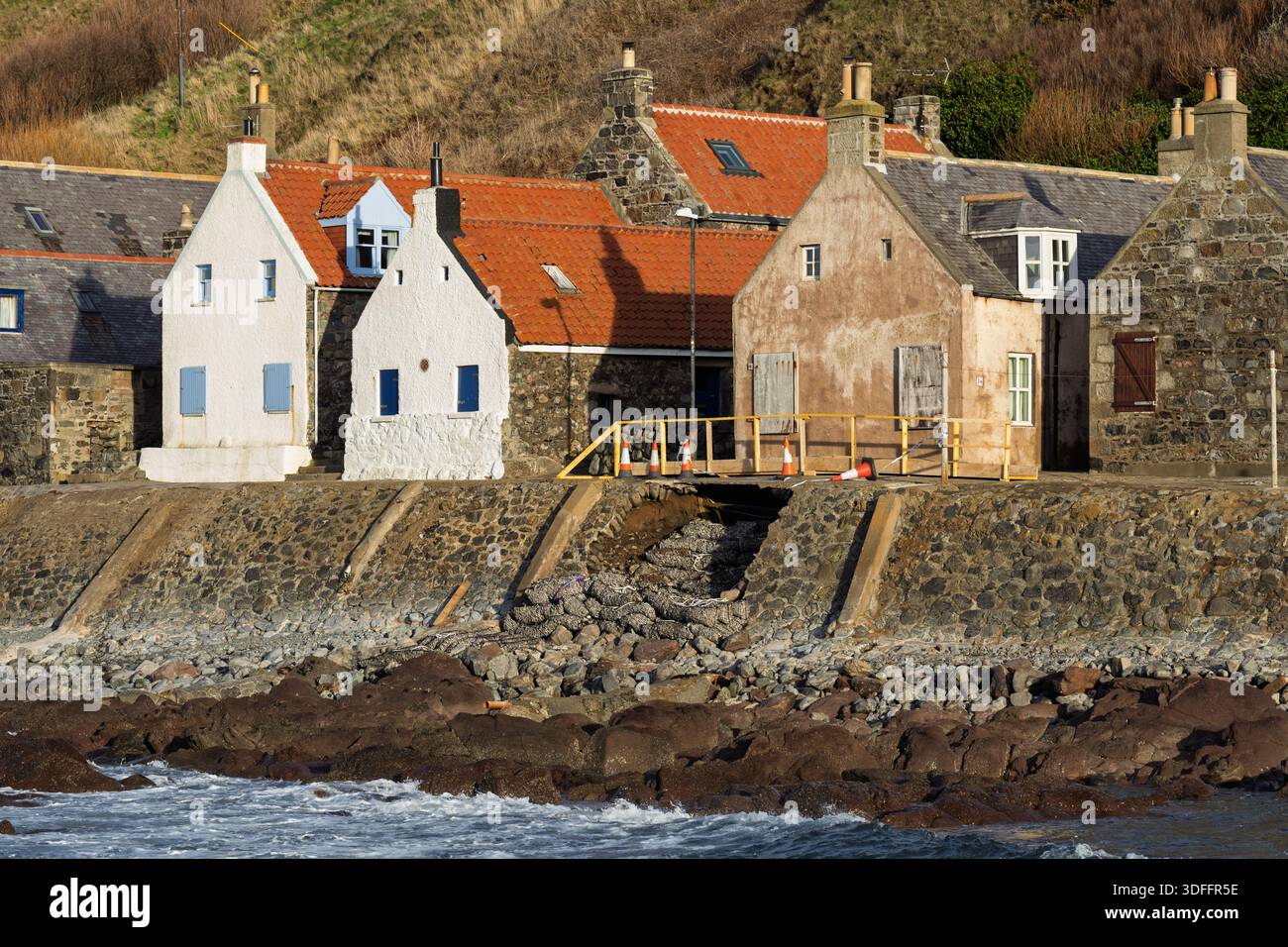 Crovie village sits on the coast of Aberdeenshire. It has no road and ...