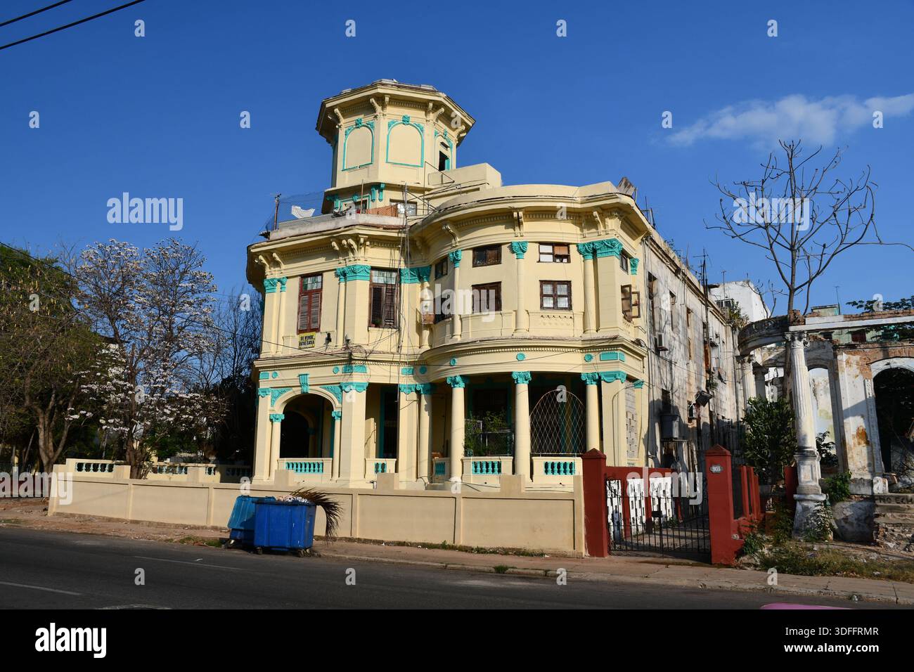 Historic colonial-era building with ornate façade on a street in Havana ...