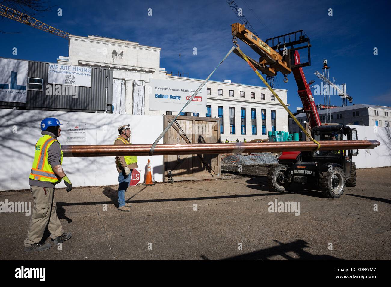 Renovation work is seen underway at the Federal Reserve building in ...