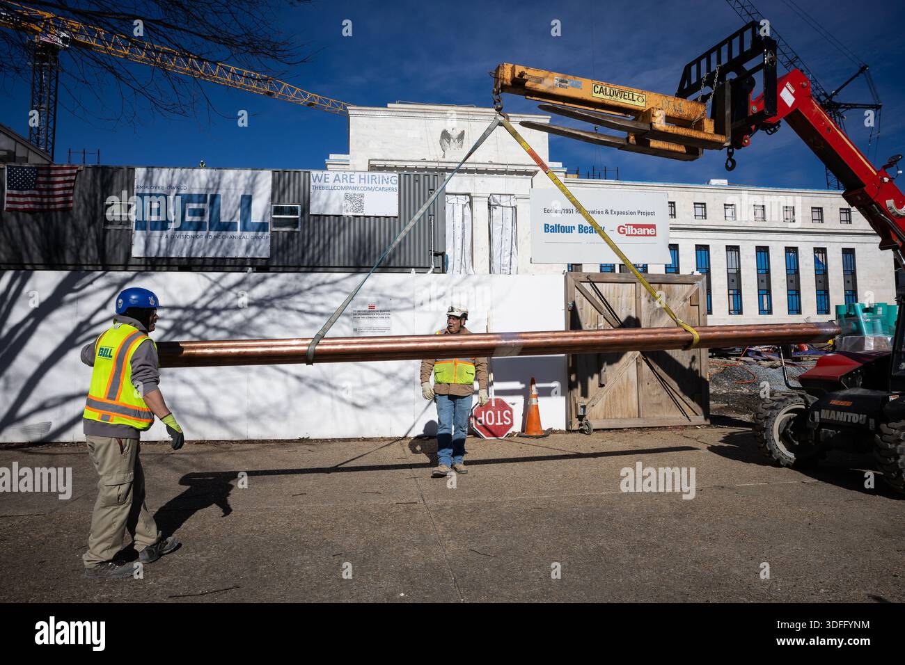 Renovation work is seen underway at the Federal Reserve building in ...