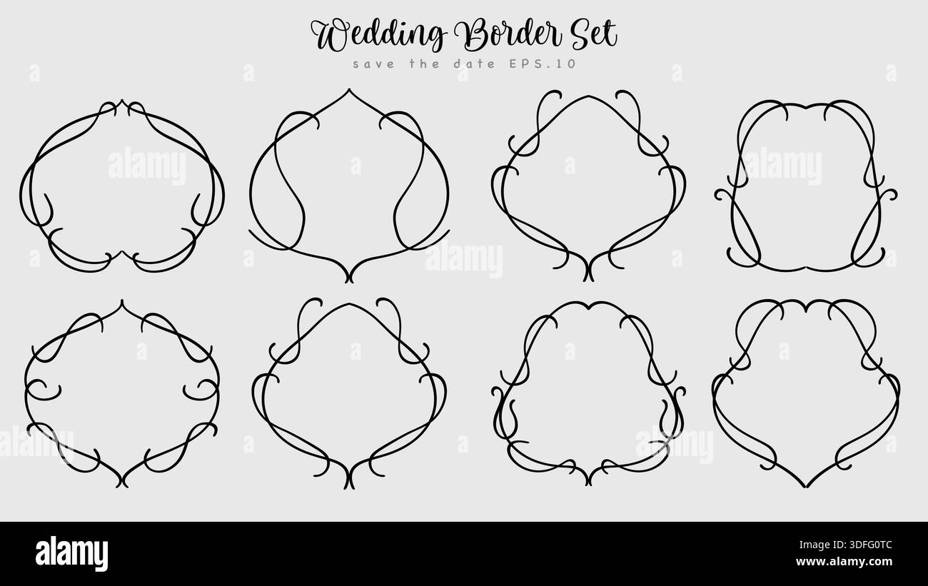 Wedding Hand Drawn Vintage Line Divider Border Collection. Vector ...