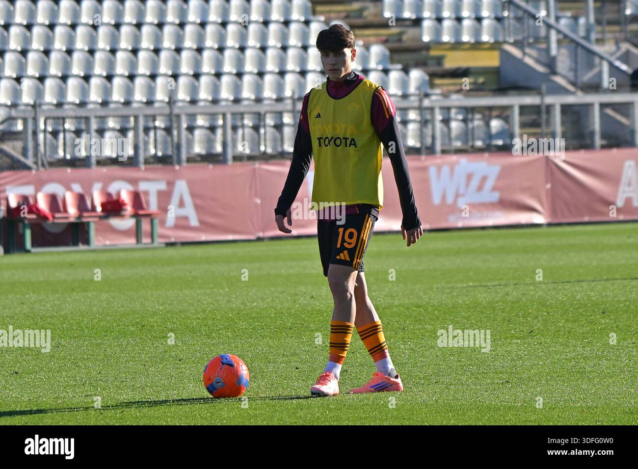 Edoardo Morucci (AS Roma) warming up before match of Primavera 1 ...