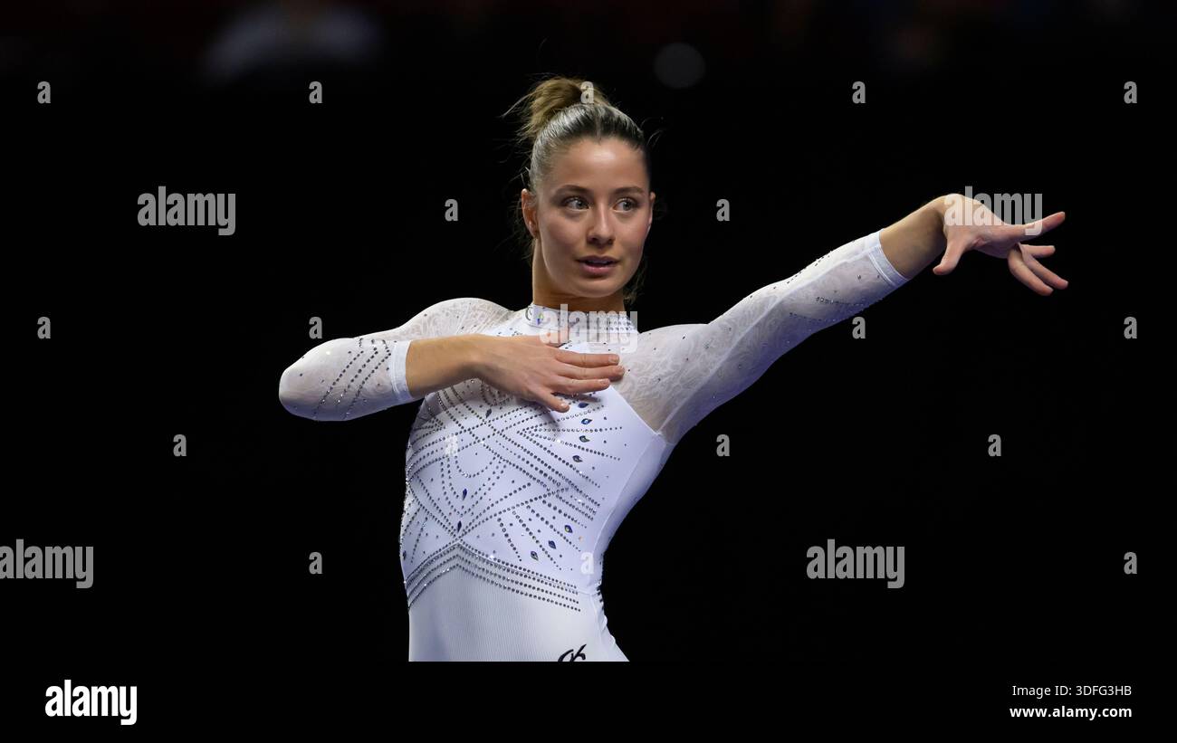 Utah gymnast Ana Padurariu performs a routine on the beam during an ...