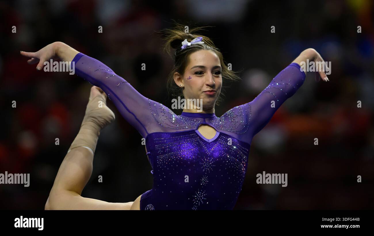 LSU gymnast Madison Ulrich performs a routine on the floor during an ...