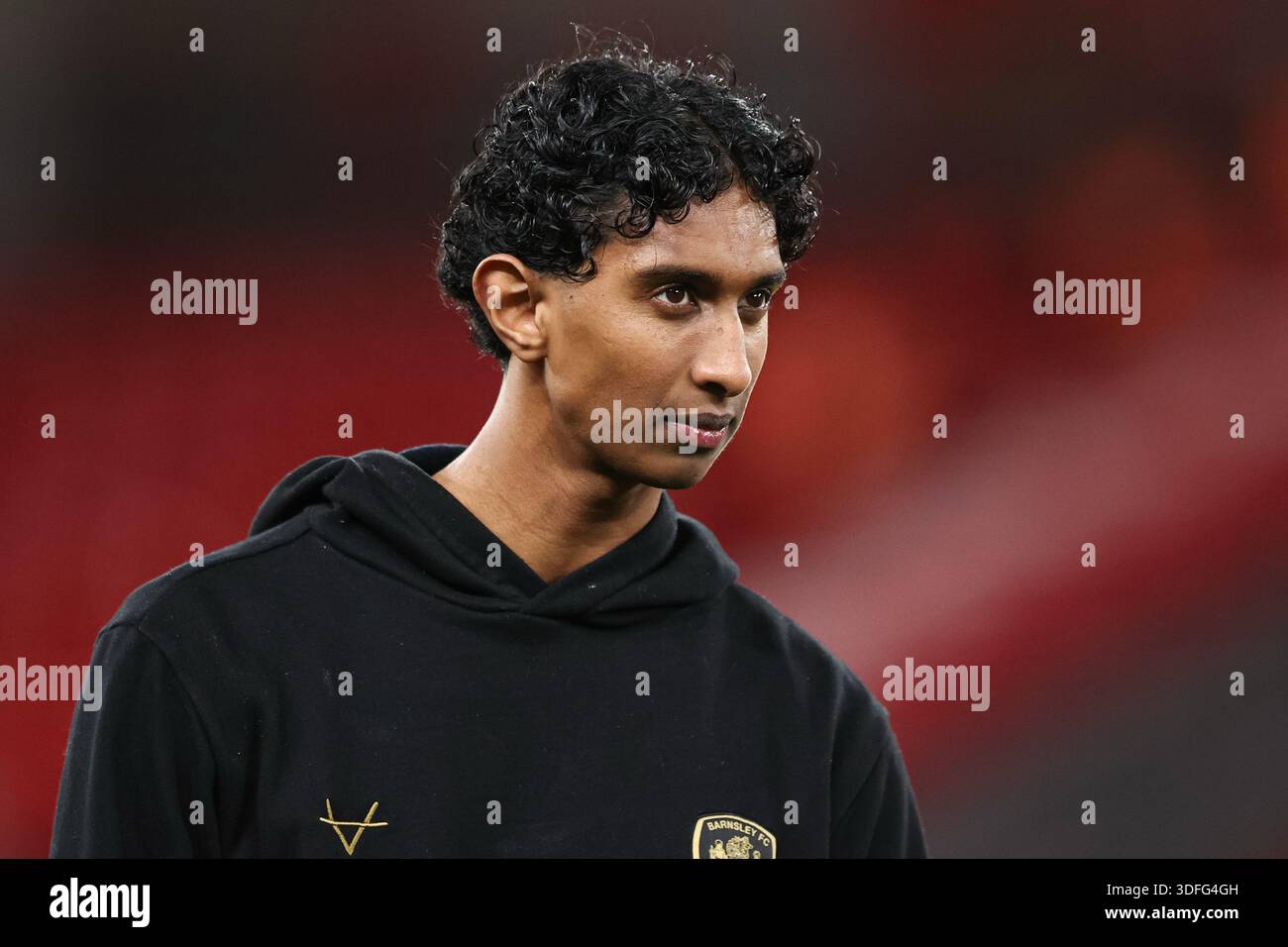 Vimal Yoganathan of Barnsley inspects the pitch prior to kick off for ...