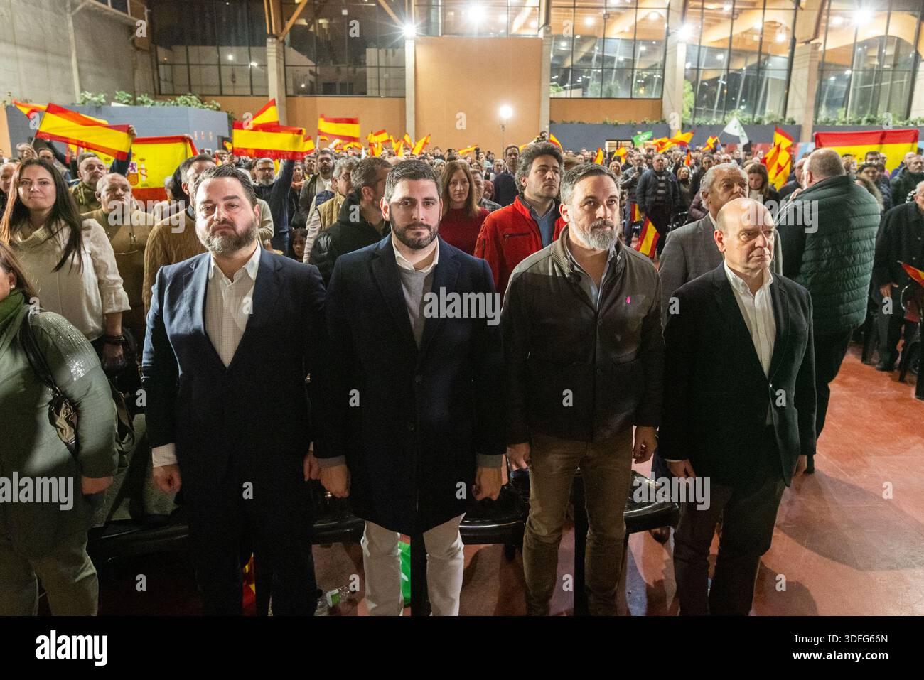 (L-R) The vice-president of VOX Huesca, David Arranz Ballesteros ...