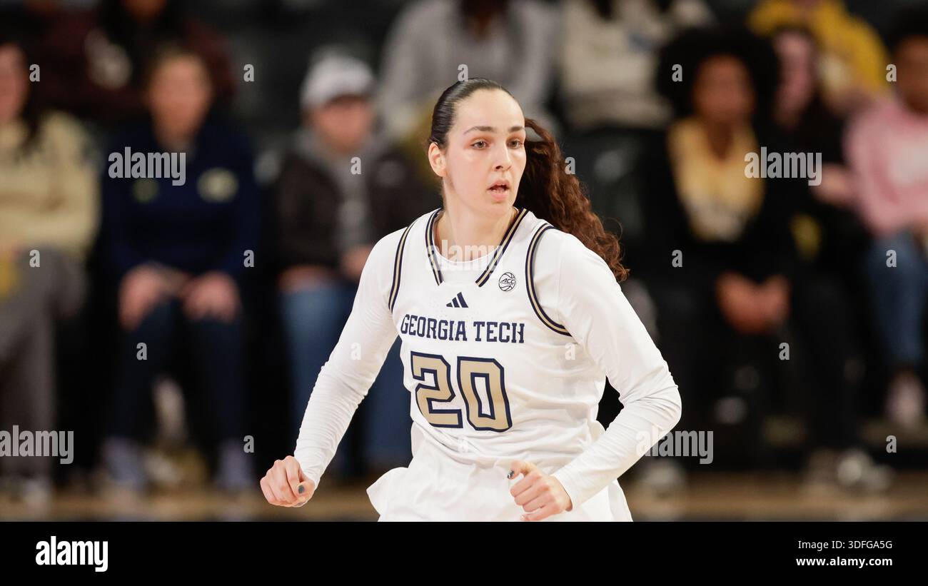 Georgia Tech's Ariadna Termis (20) runs up court during the first half ...