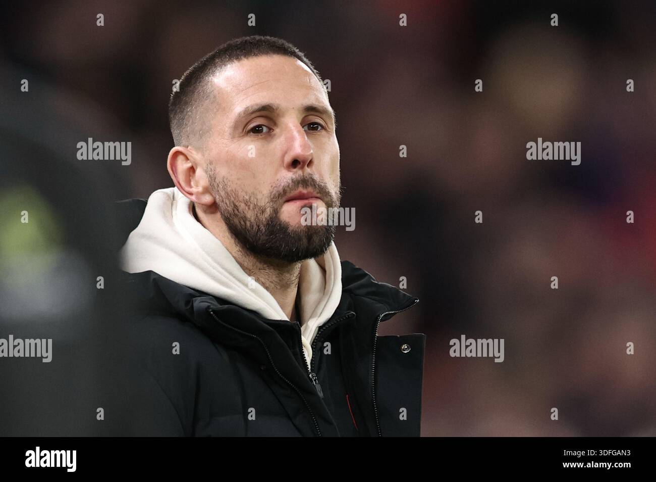 Conor Hourihane manager of Barnsley awaits the start of the Emirates FA ...