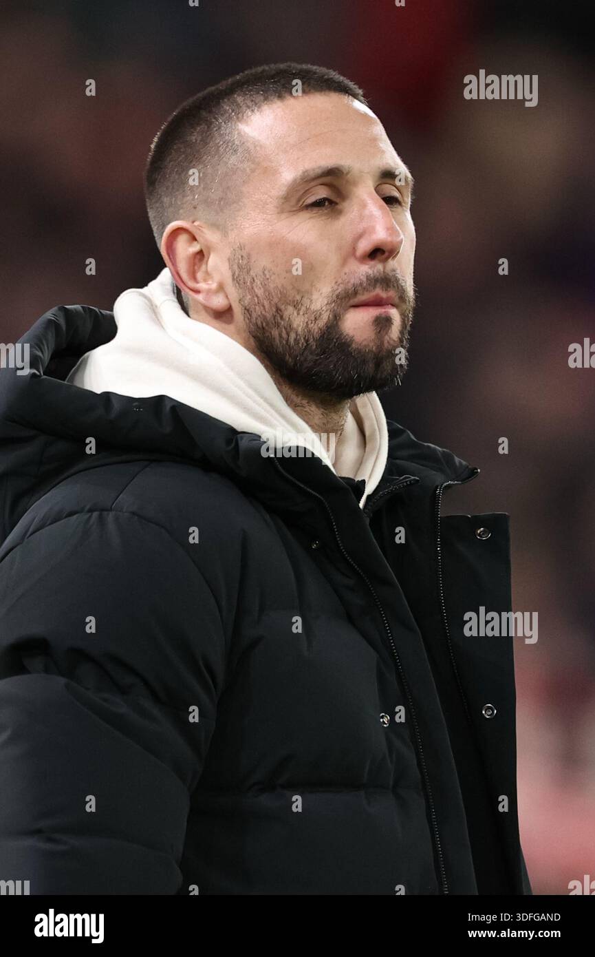 Conor Hourihane manager of Barnsley awaits the start of the Emirates FA ...