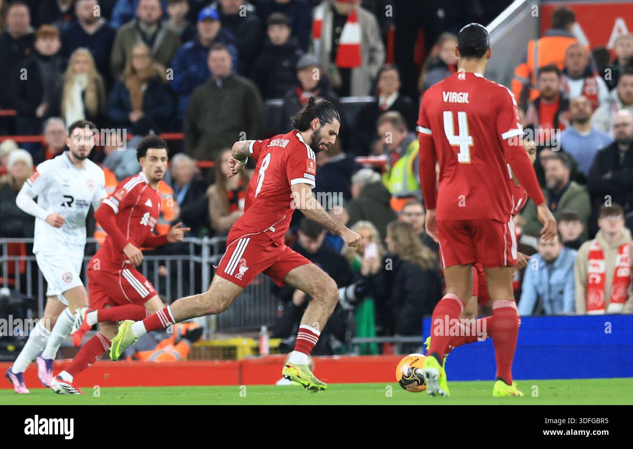 Liverpool, England, 12th January 2026. Dominik Szoboszlai of Liverpool ...