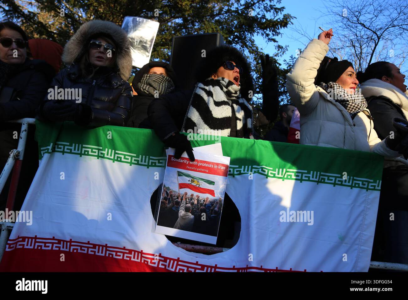 January 11, 2026, Berlin, Germany: Protesters chant slogans during a ...