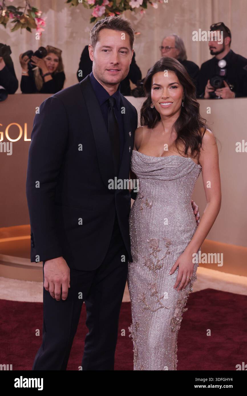 Justin Hartley and Sofia Pernas attend the 83rd annual Golden Globe ...
