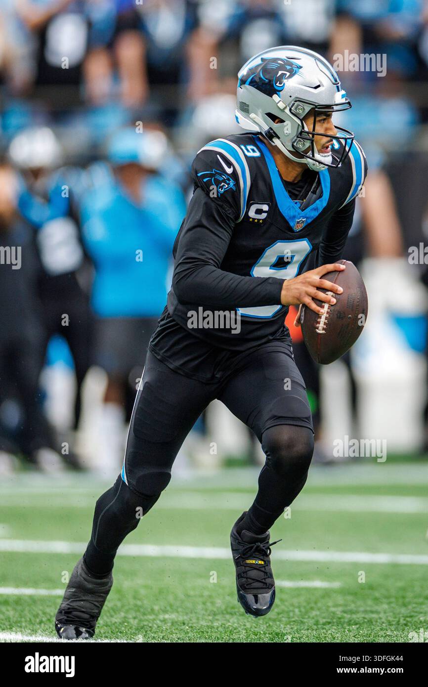 Carolina Panthers quarterback Bryce Young (9) scrambles during an NFL ...