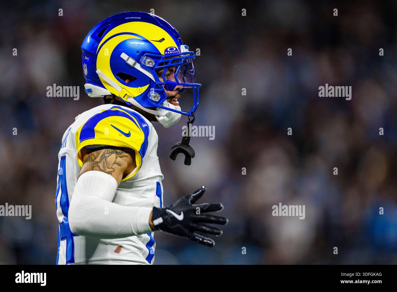 Los Angeles Rams cornerback Cobie Durant (14) celebrates a win ...