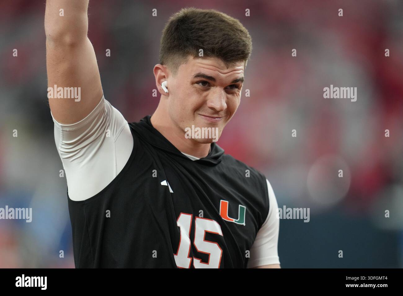 Miami quarterback Judd Anderson (15) prior to the Fiesta Bowl NCAA ...