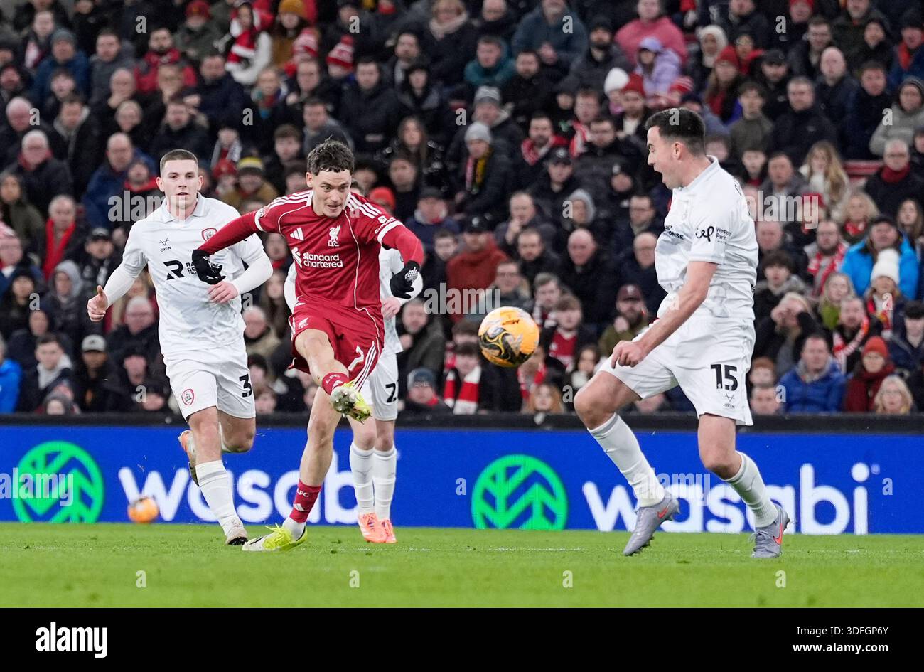 Liverpool's Florian Wirtz scores their side's third goal of the game ...