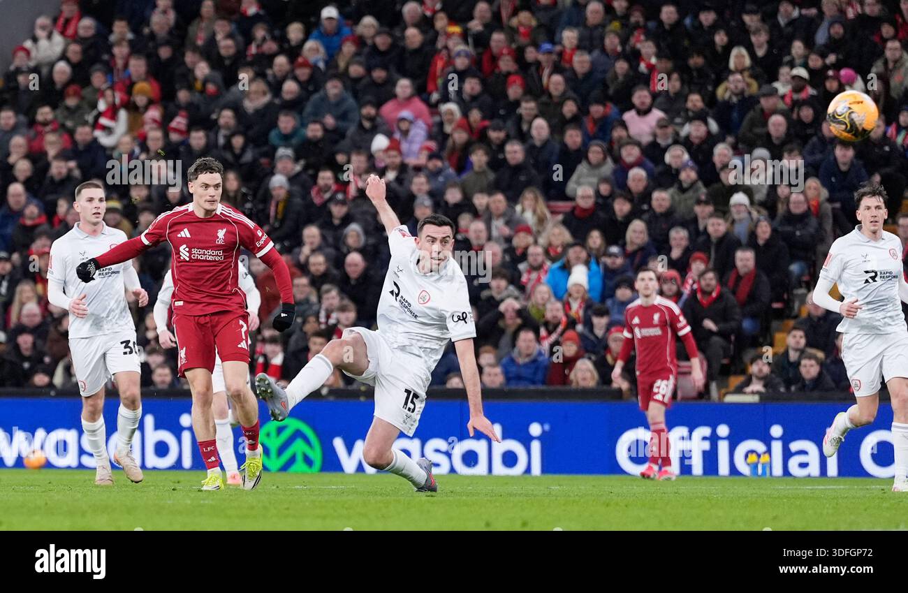 Liverpool's Florian Wirtz scores their side's third goal of the game ...
