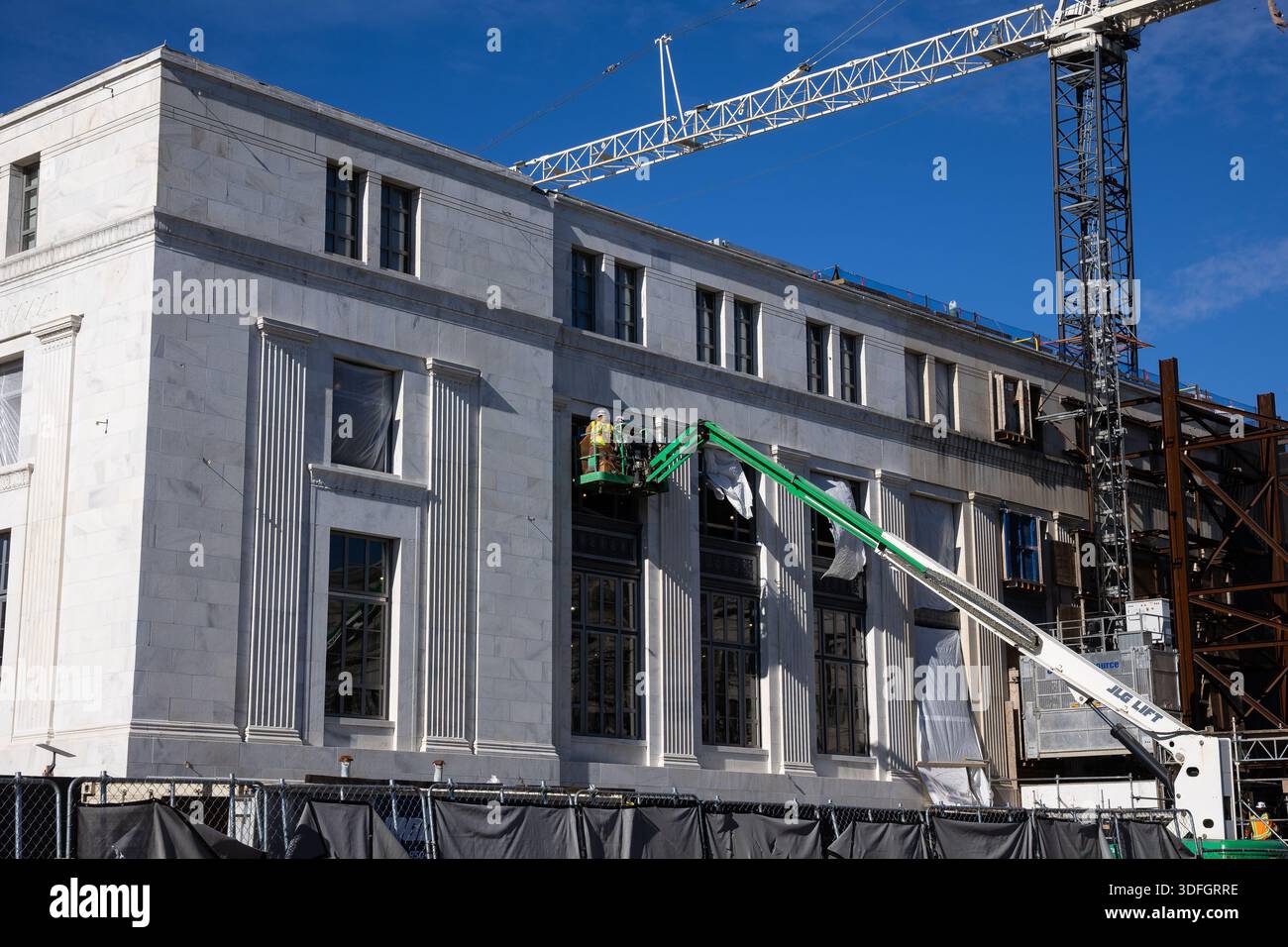 Renovation work is seen underway at the Federal Reserve building in ...