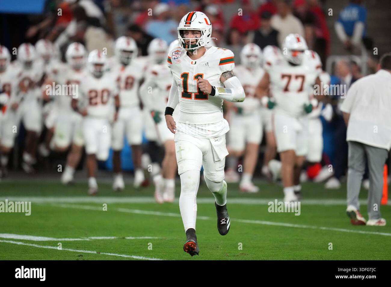 Miami quarterback Carson Beck (11) during the Fiesta Bowl NCAA college ...