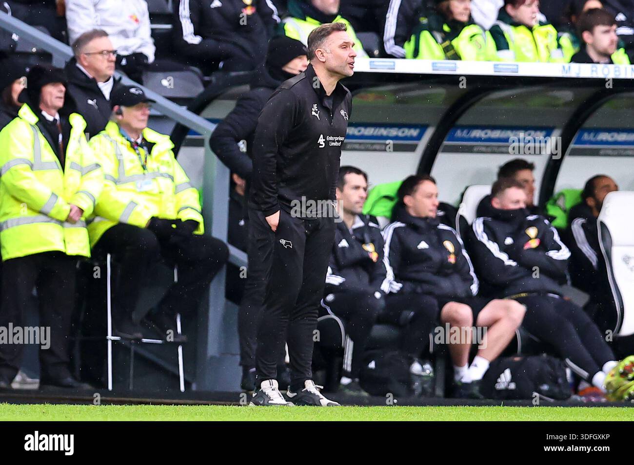 Derby County manager John Eustace during the Derby County v Leeds ...