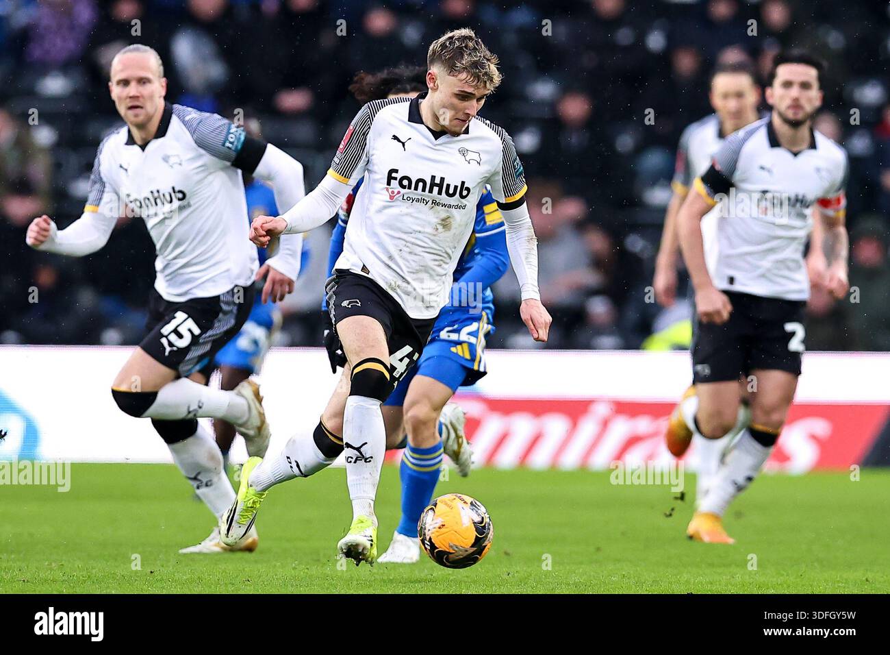 Bobby Clark of Derby County runs on the ball during the Derby County v ...