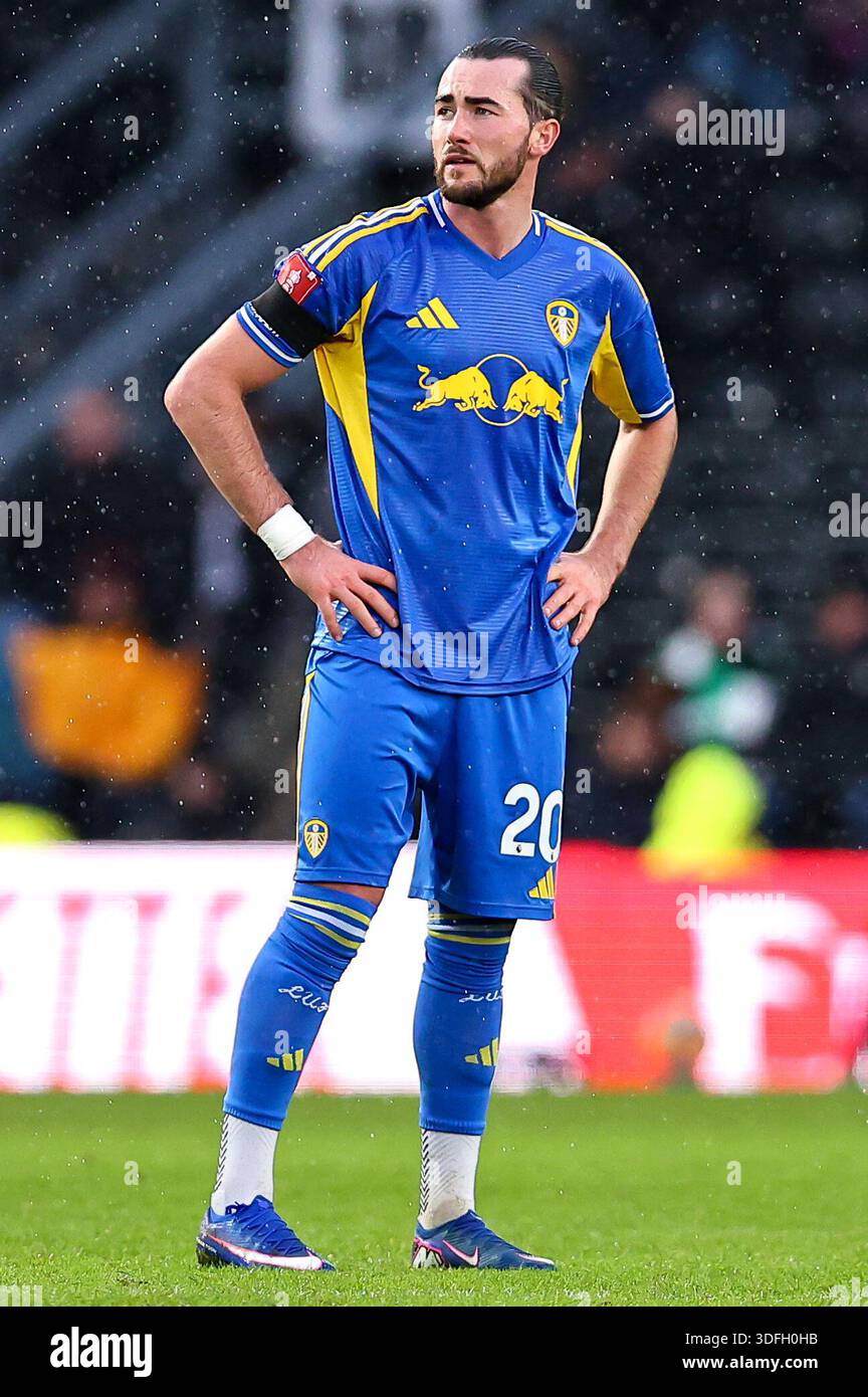 Jack Harrison of Leeds United during the Derby County v Leeds United ...