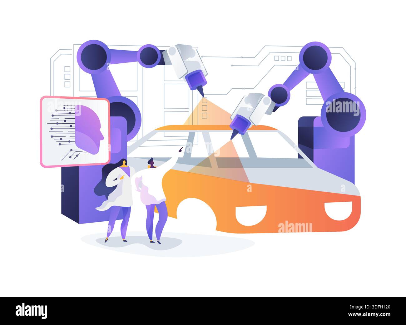 Paint-Spraying Robot abstract concept vector illustration Stock Vector ...