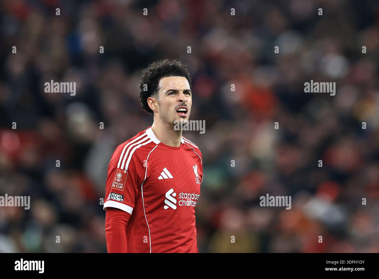 Liverpool, England, 12th January 2026. Curtis Jones of Liverpool looks ...