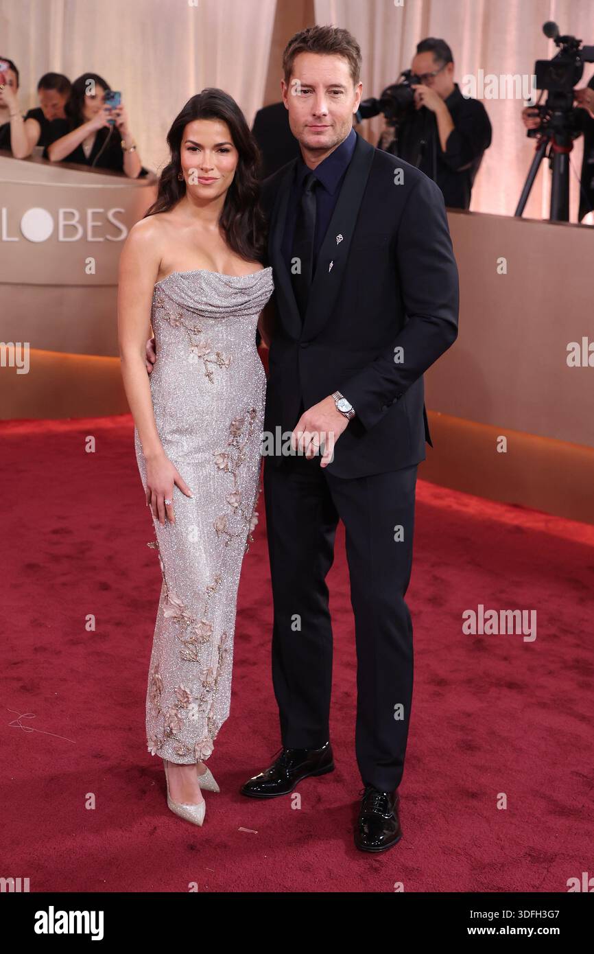 BEVERLY HILLS, CALIFORNIA - JANUARY 1:Justin Hartley and Sofia Hartley ...