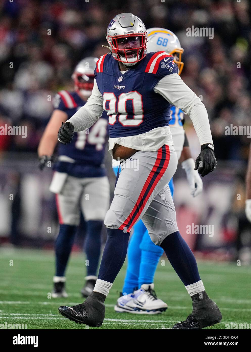 New England Patriots defensive tackle Christian Barmore (90) during an ...