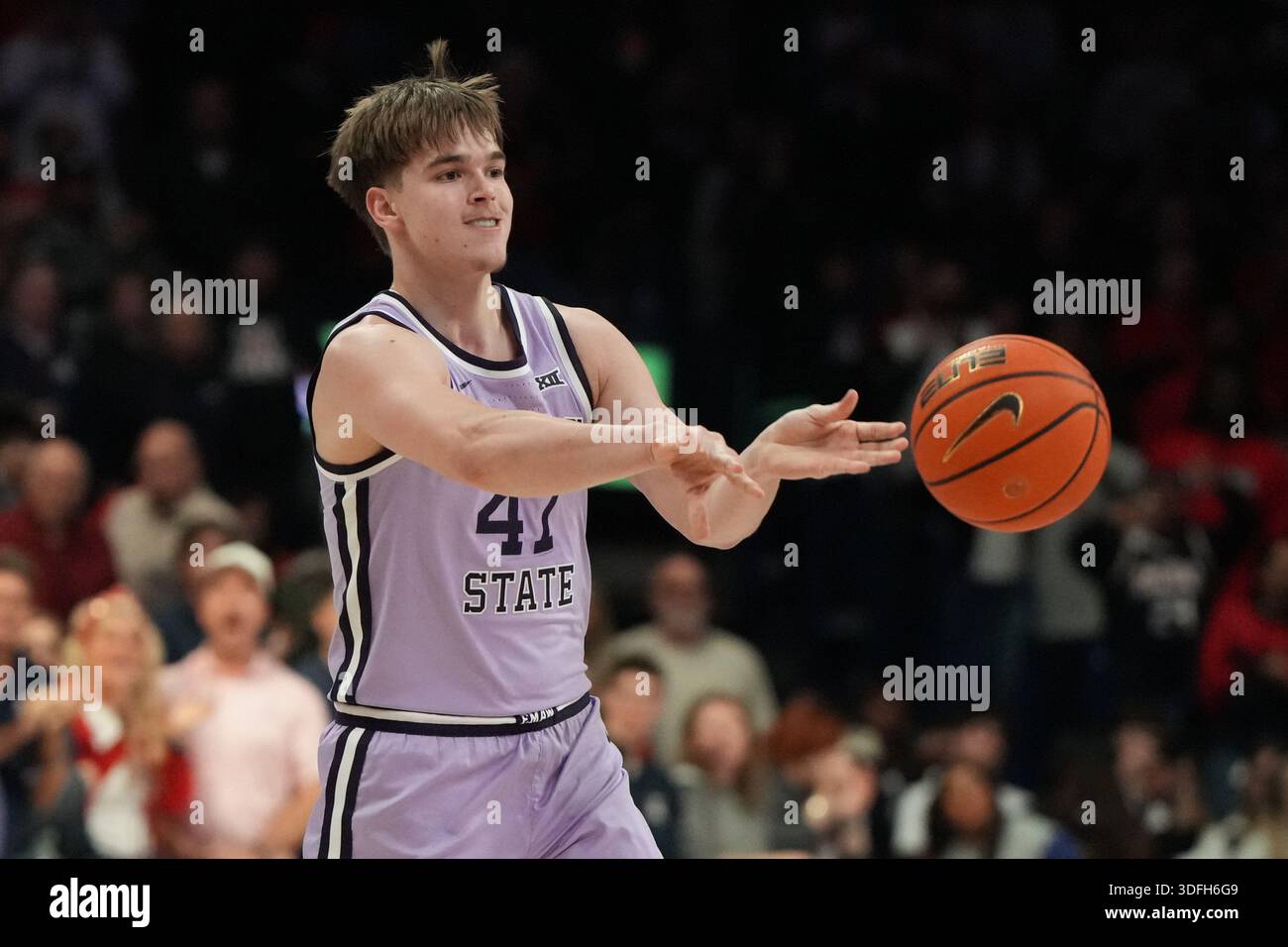 Kansas State guard Andrej Kostic (47) during the first half of an NCAA ...