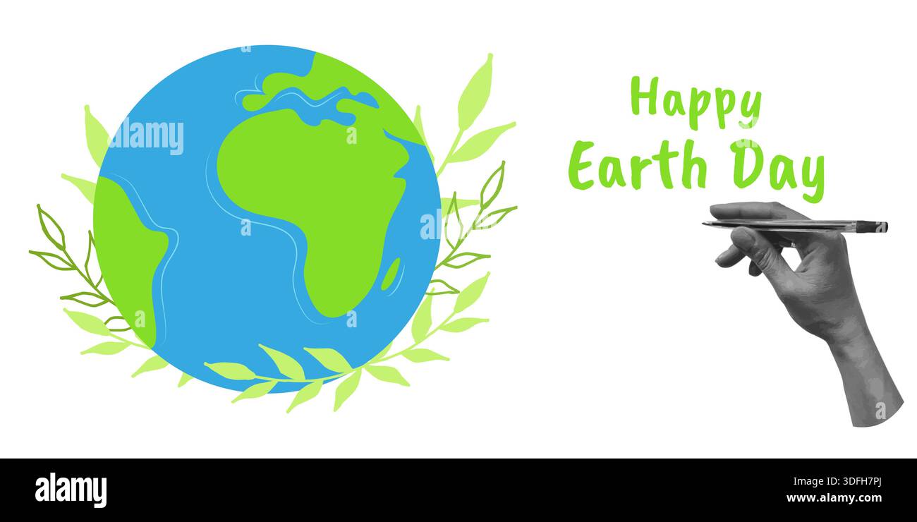 Earth Day World Environment Nature Planet Collage. World maps lush ...