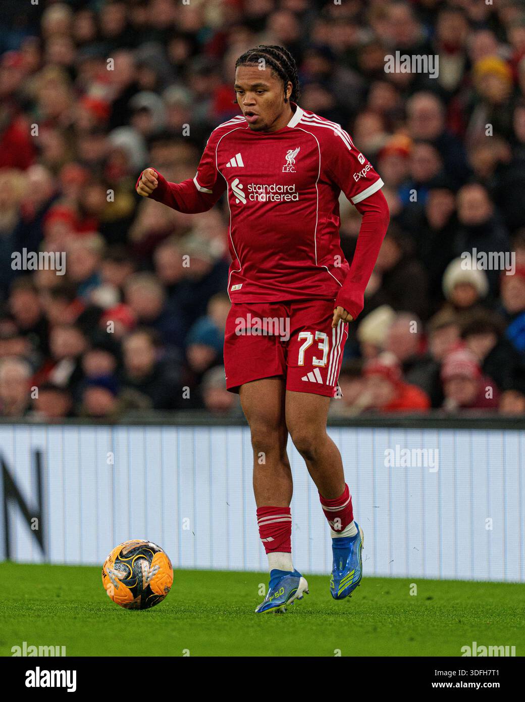 Rio Ngumoha of Liverpool in action during the Emirates FA Cup Third ...