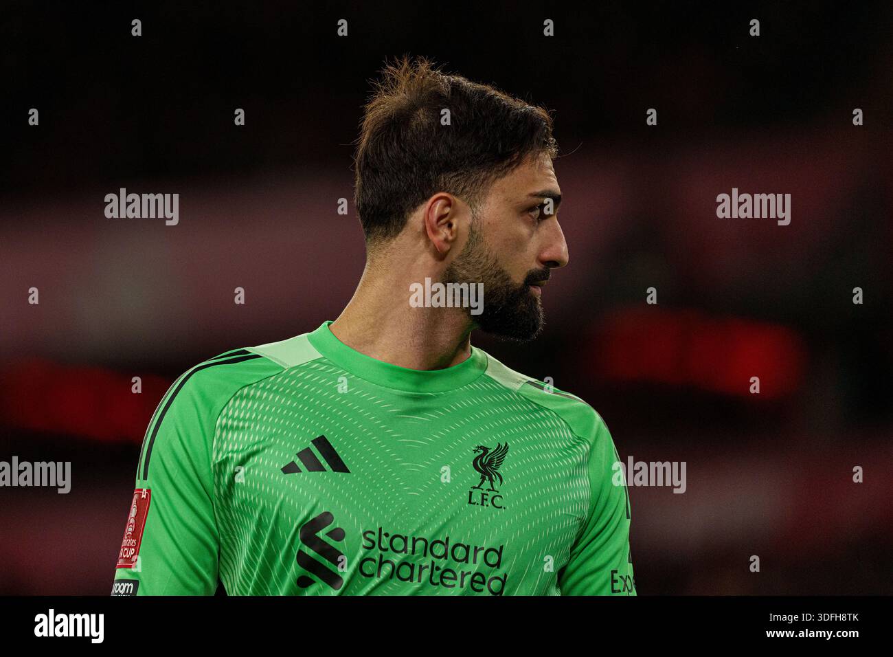 Liverpool's Giorgi Mamardashvili is seen during the Emirates FA Cup ...