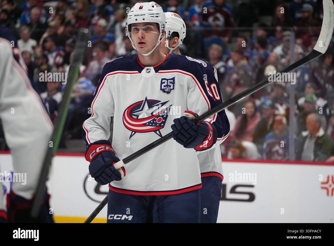 Columbus Blue Jackets defenseman Egor Zamula (6) in the first period of ...