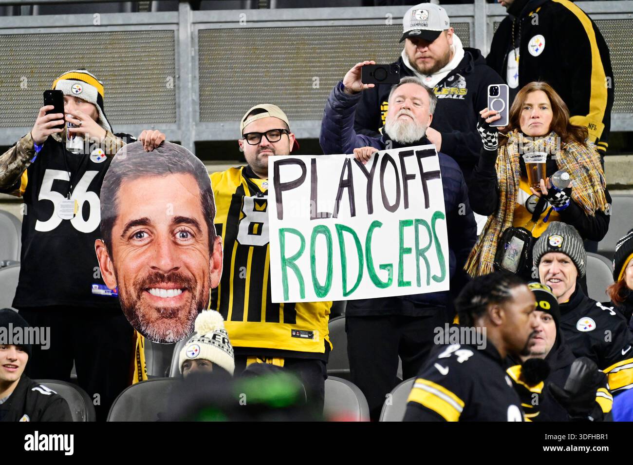 Pittsburgh fans root for their team before the start of an NFL wild ...